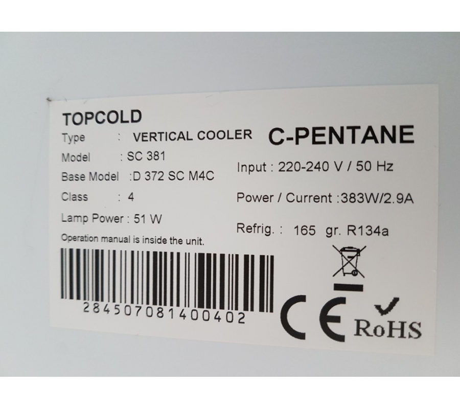 Frigo vitré C-Pentane SC 381 | Faillites.info